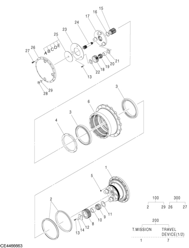 4466663 ZX160-3 Travel Device 4447928 Hydraulic Gearbox