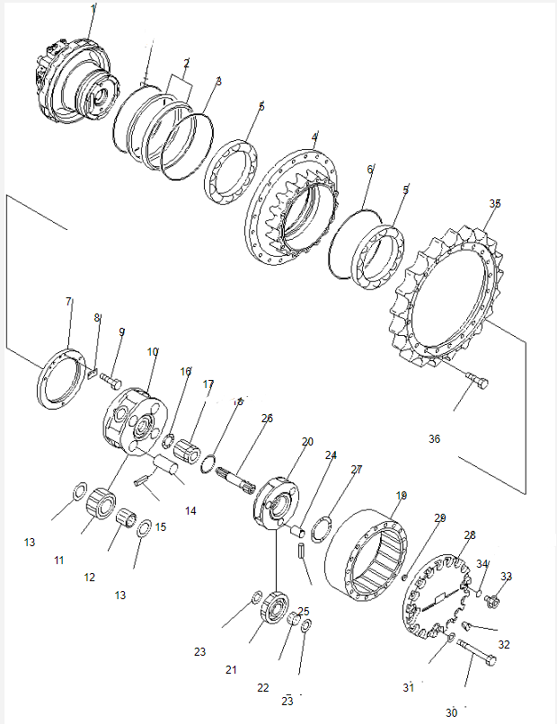 Excavator Travel Motor Assy For Komatsu Pc200-7 Final Drive Assy 20Y-27 ...